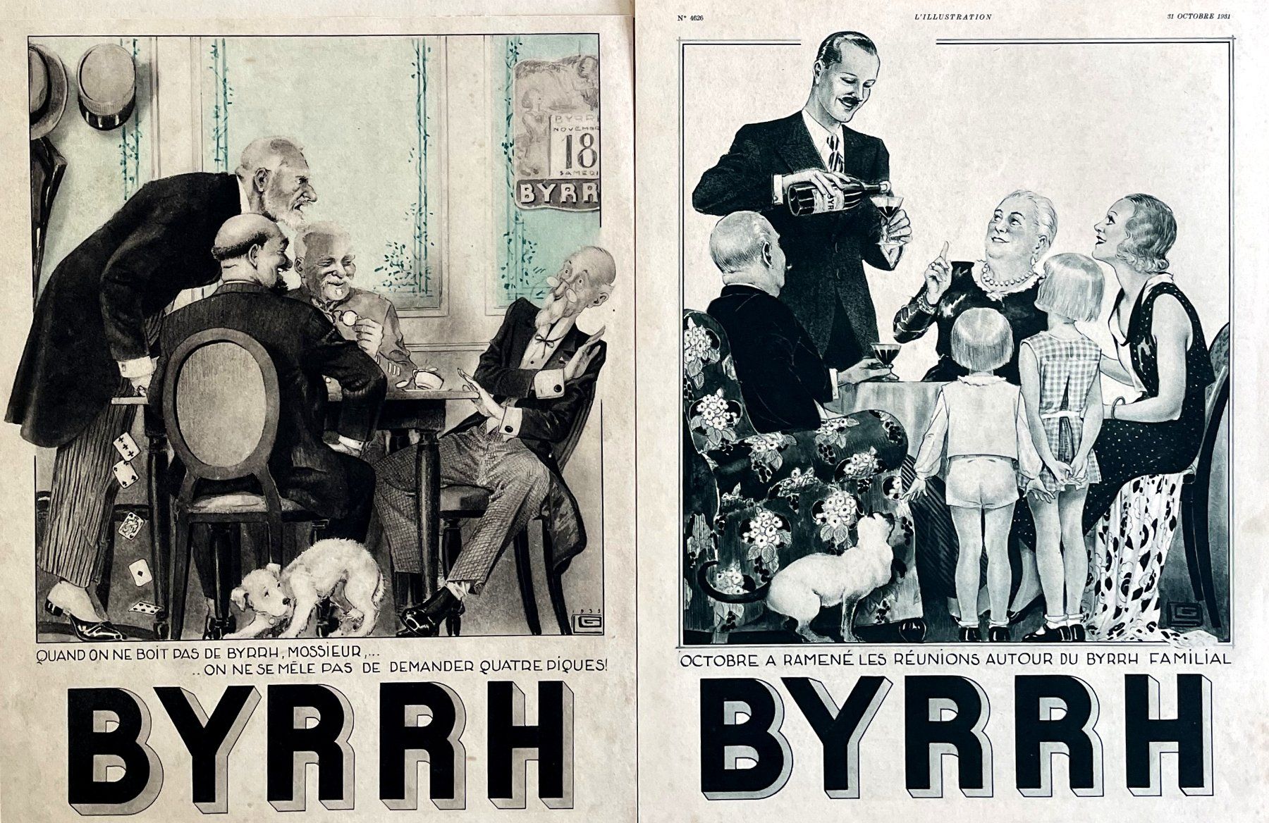 Byrrh Apéritif - 4 alte Werbungen / Anciennes réclames 1931 (Gebraucht ...