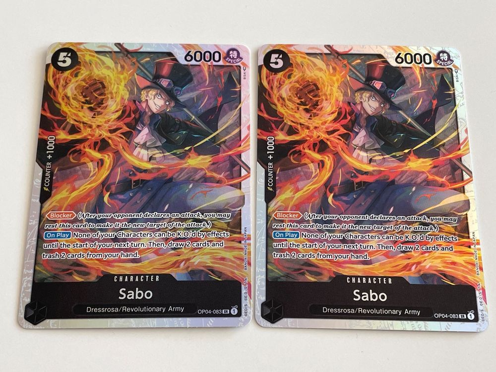 One Piece TCG OP04-083 SR Sabo (2x) (Neu (gemäss Beschreibung)) in Oberentfelden für CHF 13 ...