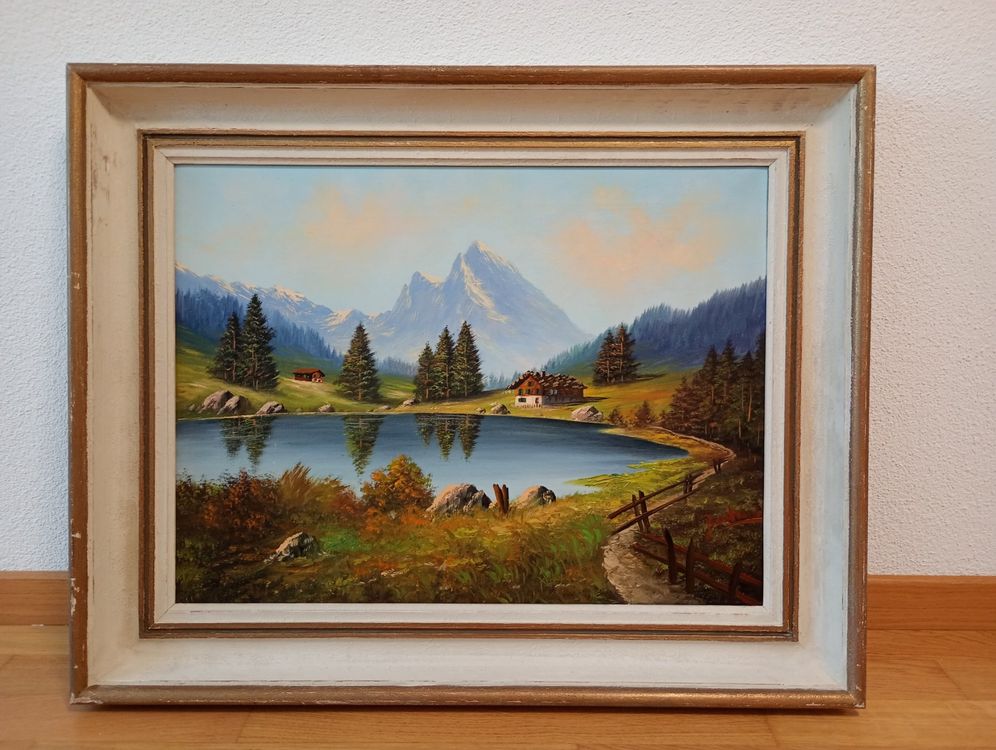 Schweiz See/Berge Landschaft, gross 75 cm breit x 60 cm hoch (Gebraucht ...