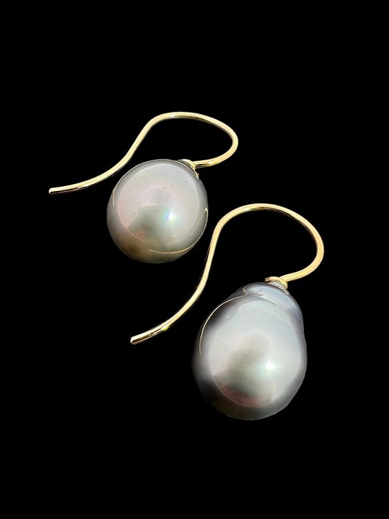 Barock Tahiti Perlen Ohrhänger 12mm 18k Gelbgold *S933 | Kaufen auf Ricardo