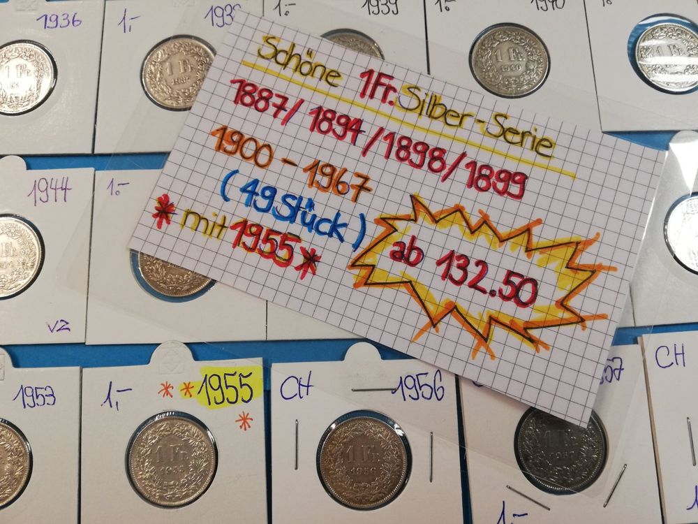 1Fr. Silber-Serie 1887/1894/1898/1899/1900-1967 mit *1955*!! | Kaufen auf Ricardo