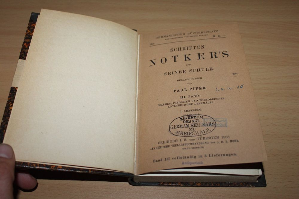 Die Schriften Notkers und seiner Schule (Dritter Band) 1883 (Gebraucht ...