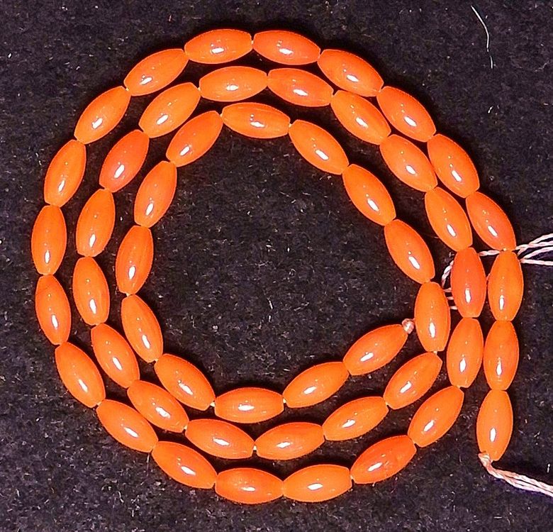 1 Strang rare echte orange 1AA Korallen Perlen 8 x 4 mm (Neu (gemäss ...