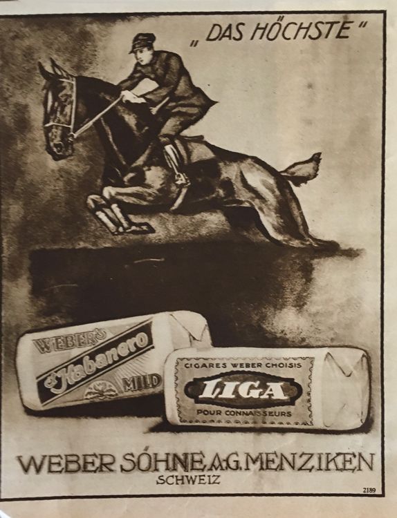 Vintage Reklame, Weber Stumpen, Menziken, Militär, 1934 (Gebraucht) in Frauenfeld für CHF 3.8 ...