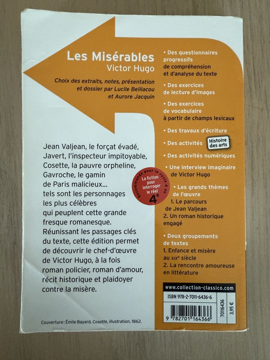 Les Misérables, Victor Hugo, édition Classico Collège📚📖 ️ (D'occasion ...
