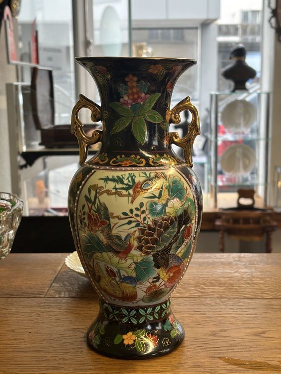 Japanische Vase im Satsuma-Stil – Vogel- & Blumenmotiv (Gebraucht) in ...