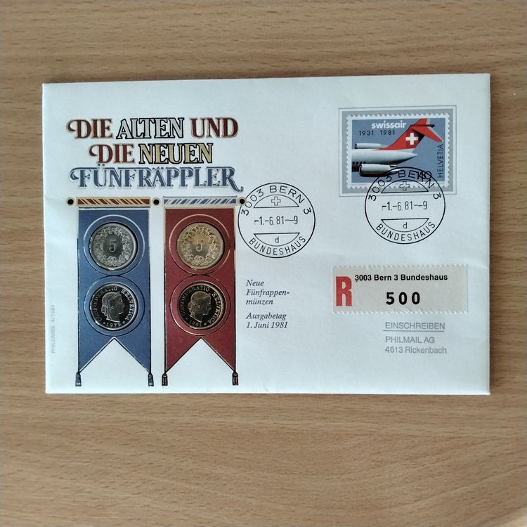 Münzbrief neue und alte fünf Rappen 1981 (Gebraucht) in Mont-sur-Lausanne für CHF 2 – mit ...