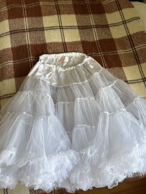 Vintage White Layered Tulle Petticoat Skirt (Neu (gemäss Beschreibung ...