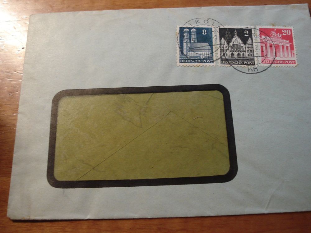 Brief um 1950, Deutsche Post, bunt frankiert, gelaufen (Gebraucht) in ...