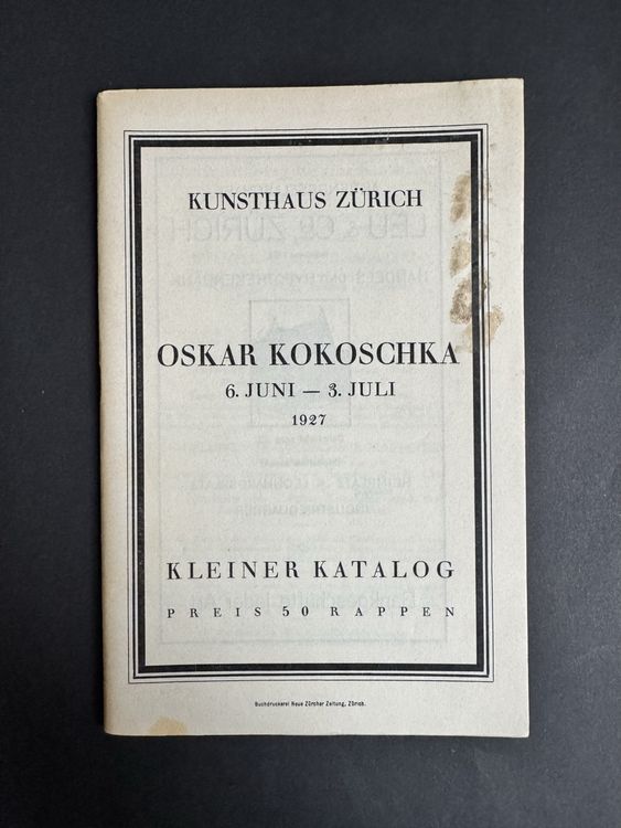 Catalogue Oskar Kokoschka 1927 Kunsthaus Zurich rare! (Gebraucht) in Choulex für CHF 45 – mit ...