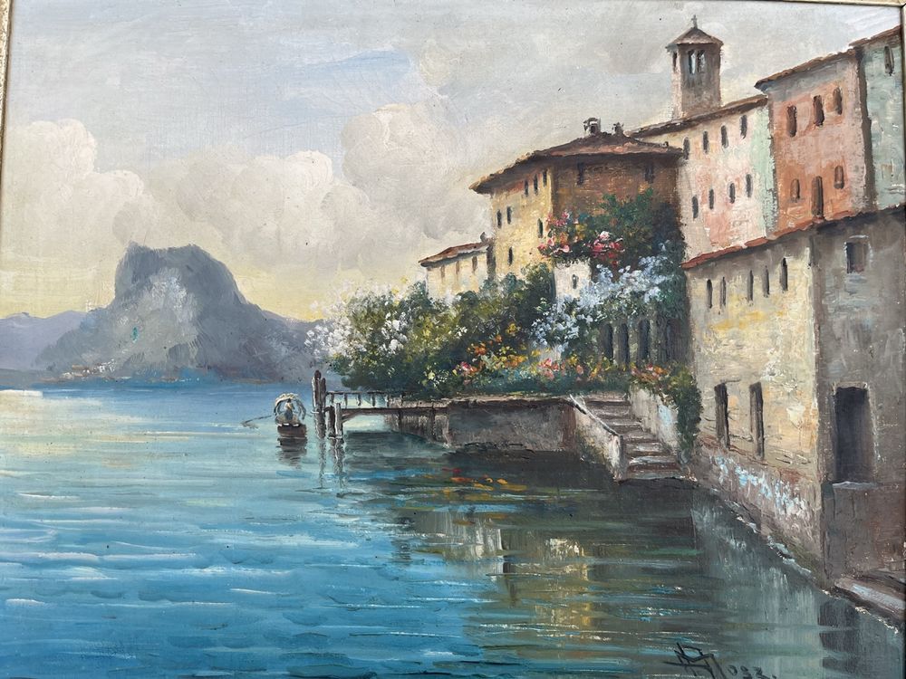 Schönes altes Ölgemälde Gandria Tessin am Luganersee (Gebraucht) in ...