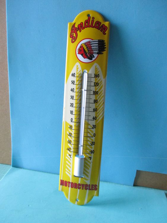 Vintage Indian Motorcycles Thermometer, Emailschild Repro (Gebraucht ...