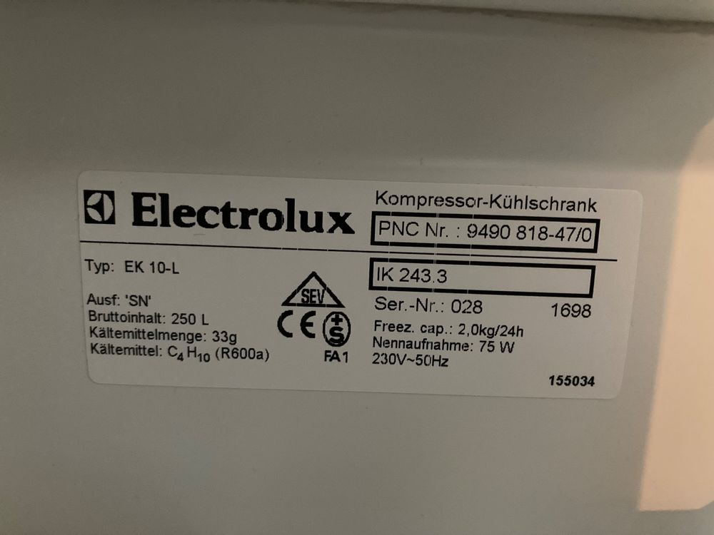 Einbaukühlschrank Electrolux EK 10-L CH Norm 55er (Gebraucht) in Olten für CHF 20 – nur Abholung ...