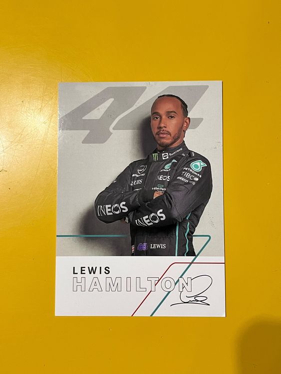 Lewis Hamilton Formel 1 Mercedes Autogrammkarte 2022 (Neu (gemäss ...