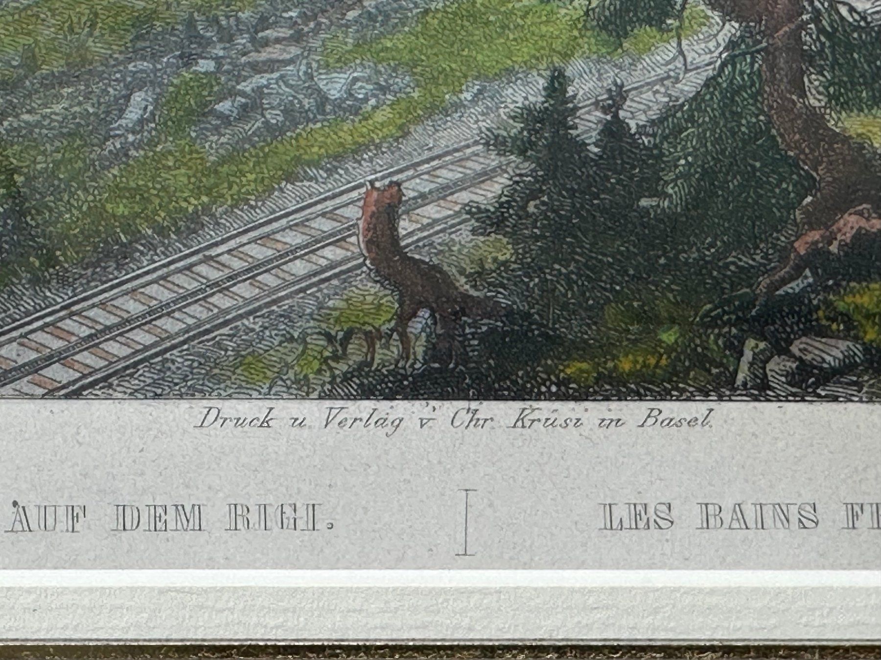Antiker Stich Rigi Kaltbad mit alter Lokomotive (Gebraucht) in ...