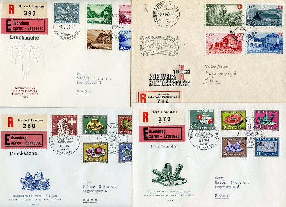 5 Ersttagsbriefe / 1 Satzbrief Pro Patria (Gebraucht) in Steffisburg für CHF 5 – mit Lieferung ...