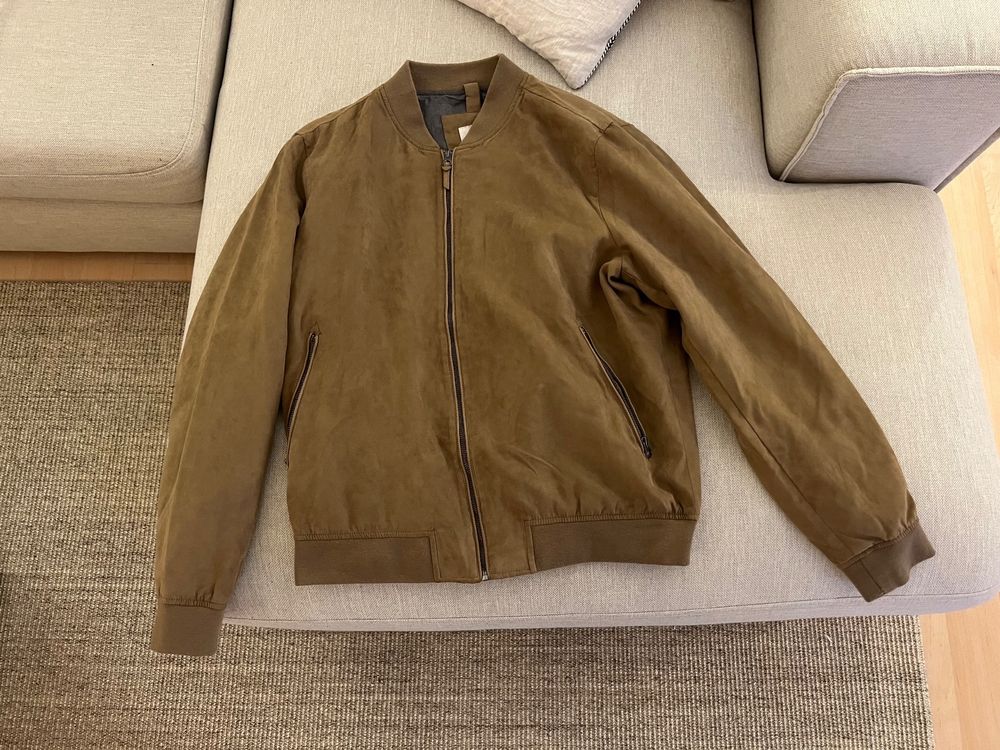 Brown / Camel, Suede-feeling Mango XXL Bomber jacket (Gebraucht) in ...