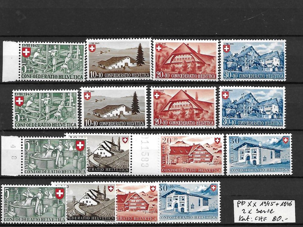 PP ** 1945 - 1946 2xSerie Kat: CHF 80.- (Neu (gemäss Beschreibung)) in Basel für CHF 2 – mit ...