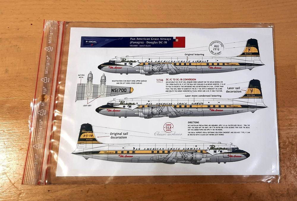 Douglas DC-7B 1/144 planche décalque F-Dcal (Gebraucht) in Châtel-St ...