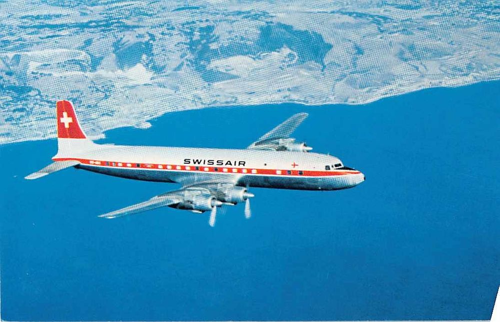 alte SWISSAIR-Karte DC7 - SEVEN SEAS | Kaufen auf Ricardo
