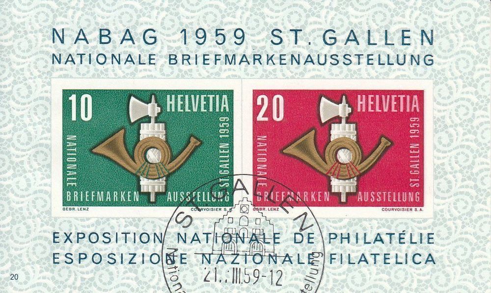 SBK W38 mit SST NABAG St. Gallen, Block -Nr. 20 von 1-20 (Gebraucht) in Bürglen TG für CHF 2 ...