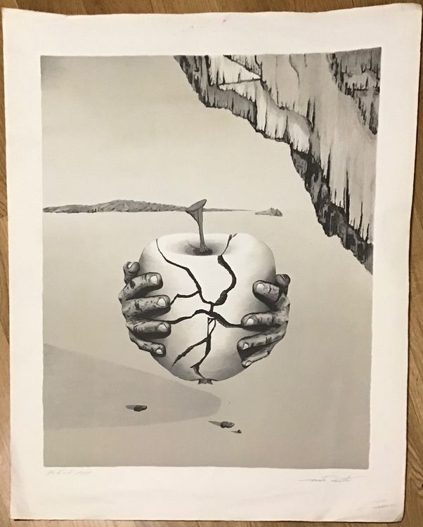 Surrealistische Grosse Lithographie Unleserlich Signiert (Gebraucht) in Root für CHF 60 – mit ...