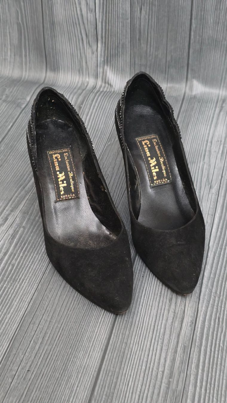 💞 Lina Miles Vintage Pumps - 35 - Schwarz mit Strass (Gebraucht) in ...