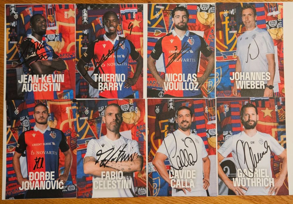 FC Basel, 35 Autogrammkarten mit Originalunterschrift 23/24 (Neu ...