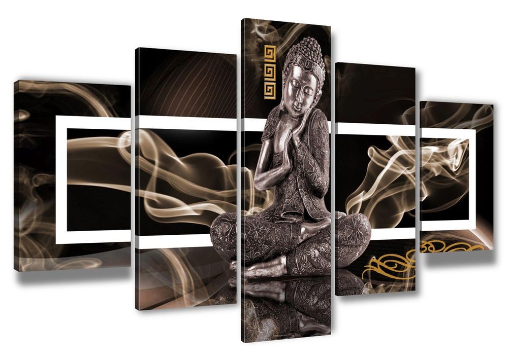 Leinwand 200x100cm Leinwandbild 5 tlg Bild Wandbild Buddha (Neu und originalverpackt) in ...