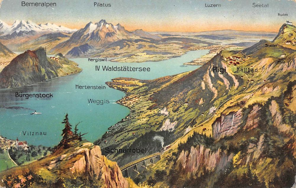 Rigi, Panoramakarte, Vitznau Rigibahn (D'occasion) à Ottikon b.Kemptth ...
