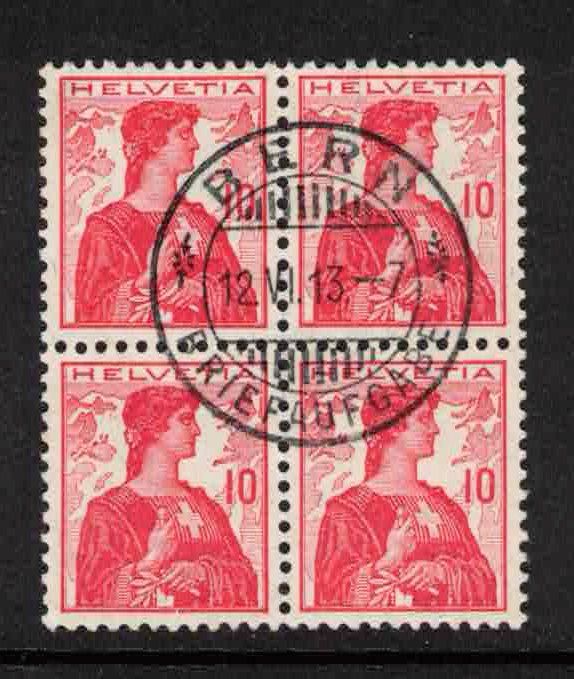 1909, Helvetia Nr.120 im 4er-Block mit Zentrum-ʘ, Kat.500.- (Neu ...