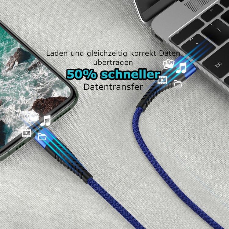 1m USB C Kabel Handy Ladekabel gesleevt Schnelladen (Neu und ...
