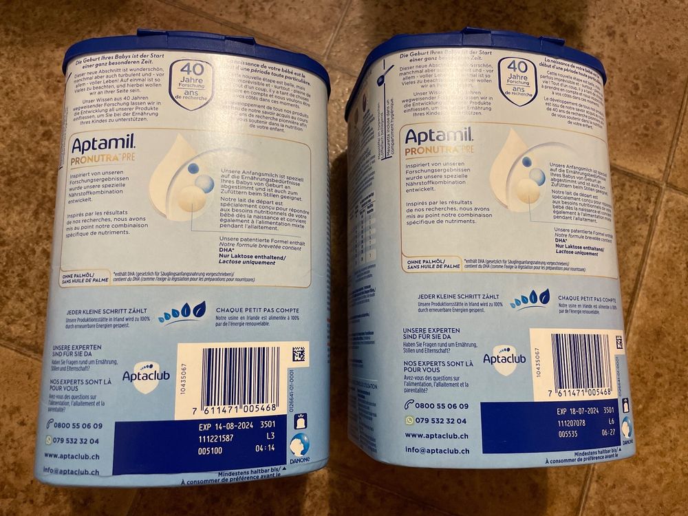 Aptamil Pre (2 Packungen) (Neu und originalverpackt) in Rorbas für CHF 26 – mit Lieferung auf ...