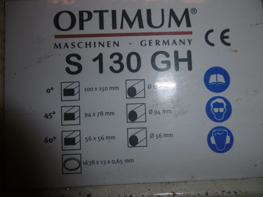 Metallbandsäge Optimum S130 GH (Gebraucht) in Tenniken für CHF 450 ...