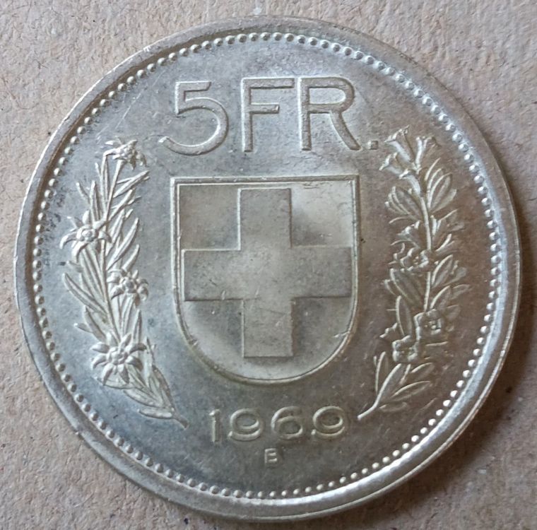 5Fr. Münze von 1969 - unzirkuliert (Gebraucht) in Basel für CHF 7.1 – mit Lieferung auf Ricardo ...