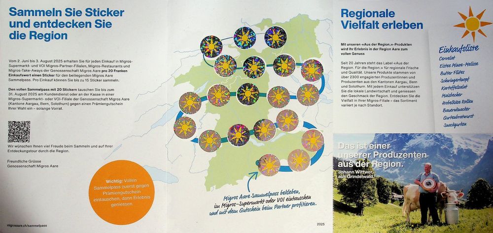Migros Aare Sammelspass 20 Stickers = volle Karte (Neu (gemäss Beschreibung)) in Reitnau für CHF ...