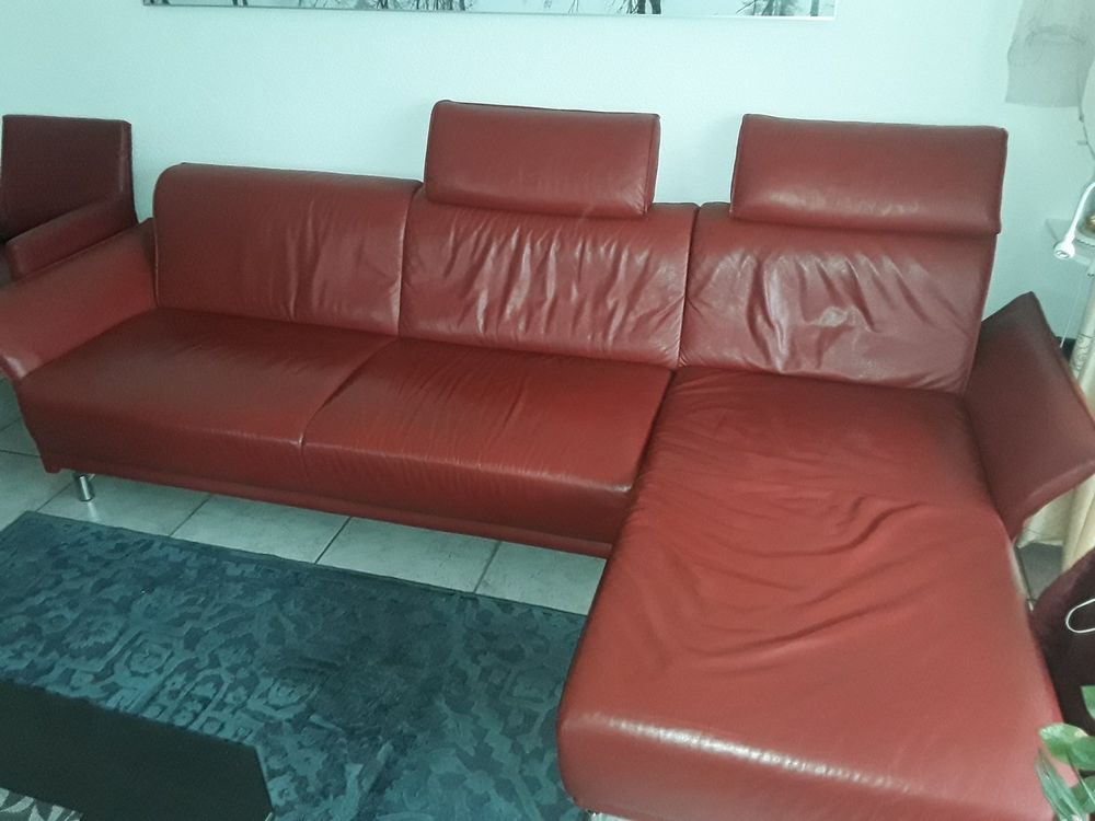 Echtleder Sofa mit Chaiselong | Kaufen auf Ricardo