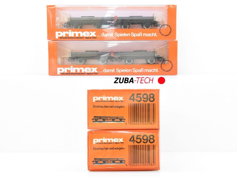 2X Primex 4598 Holztransport-Drehschemeldoppelwagen H0WS OVP (Neu ...
