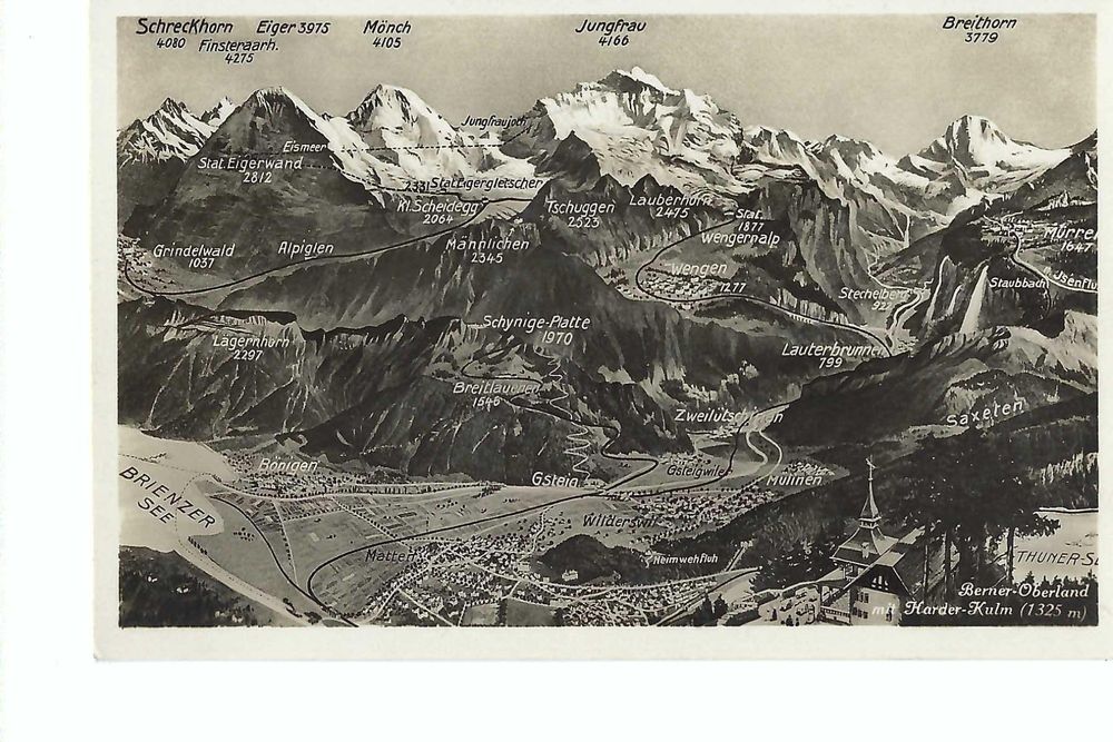 Panorama Berner Alpen, Harder Kulm ob Interlaken 1939 (Gebraucht) in Thun für CHF 3.8 – mit ...