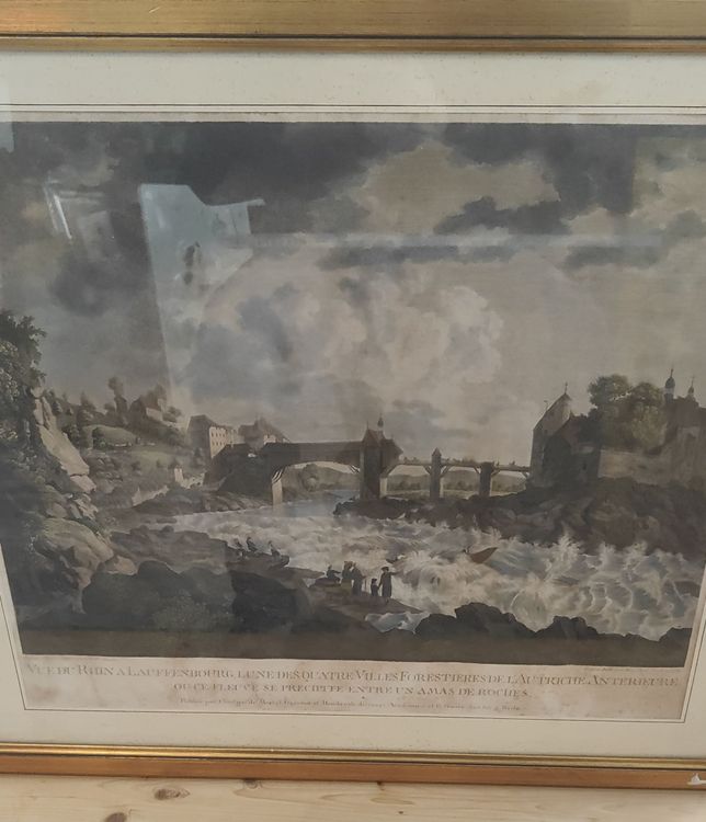 Antiker Kupferstich Rheinlandschaft im Goldrahmen (Gebraucht) in Jeuss für CHF 10 – nur Abholung ...
