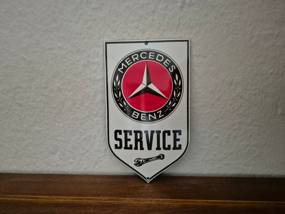 Emailschild Mercedes Service Werkstatt Logo Emaille Schild | Kaufen auf ...