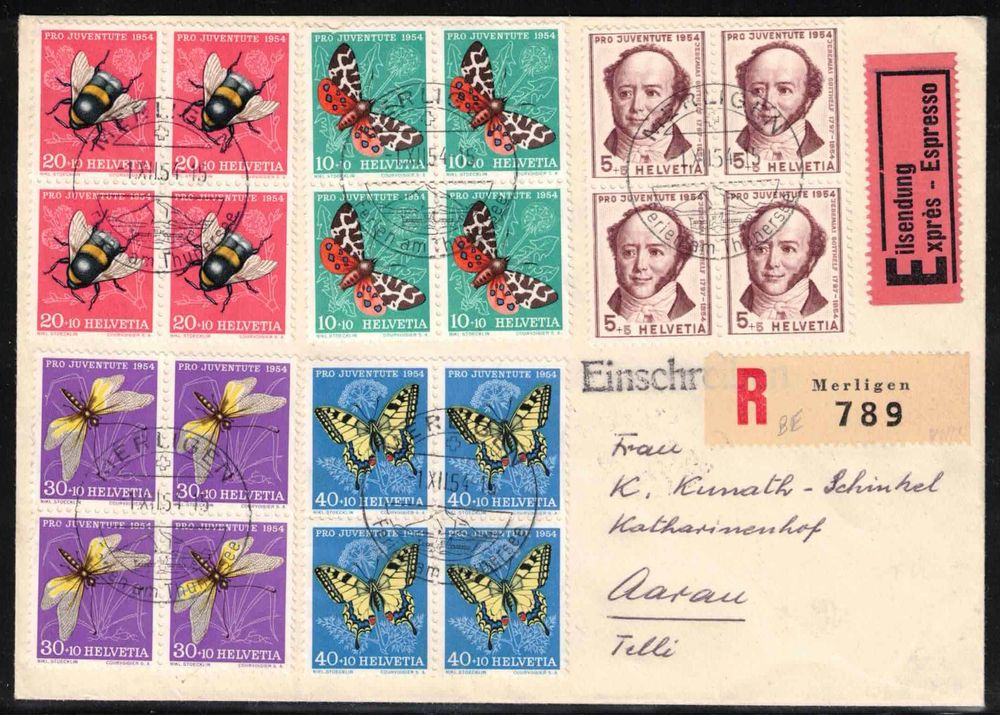 Pro Juventute 1954 FDC mit Viererblocks ab 1.- (Neu (gemäss Beschreibung)) in Nuglar für CHF 11 ...