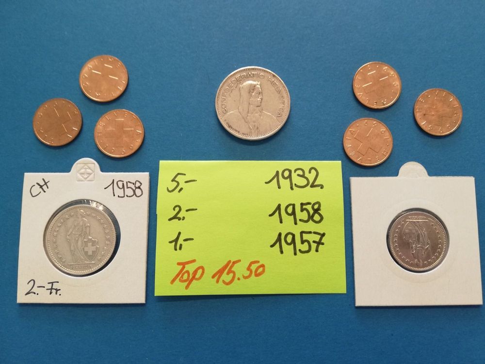 Schweizer Silbermünzen 5Fr/2Fr/1Fr/2Rp (Gebraucht) in Engi für CHF 18 – mit Lieferung auf ...