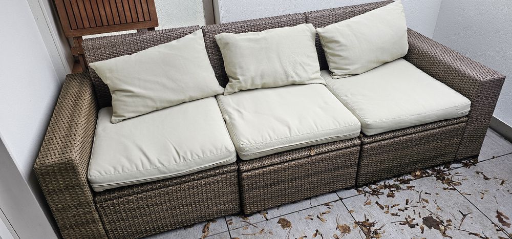 Rattan Sofa Loungesofa Gartensofa 3er Sofa Beige | Kaufen auf Ricardo