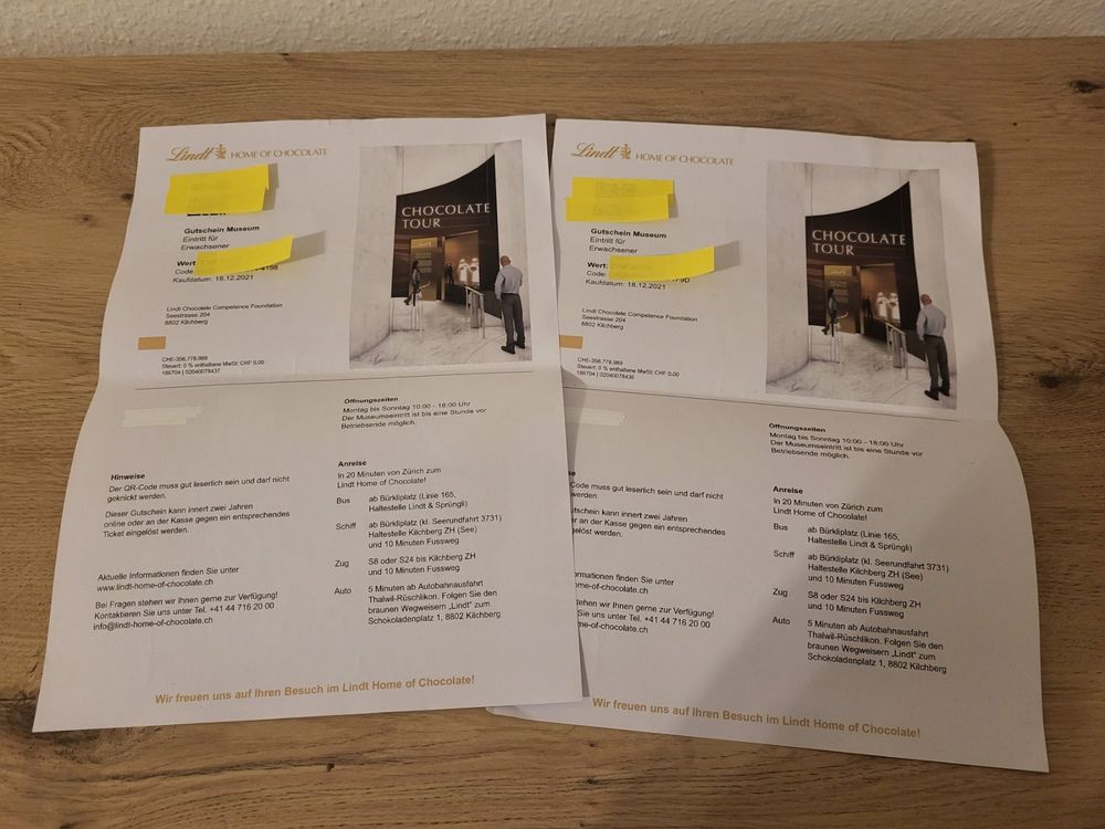 2 Lindt Home of Chocolate Museum Kilchberg *** Ab 1 CHF *** (Neu ...