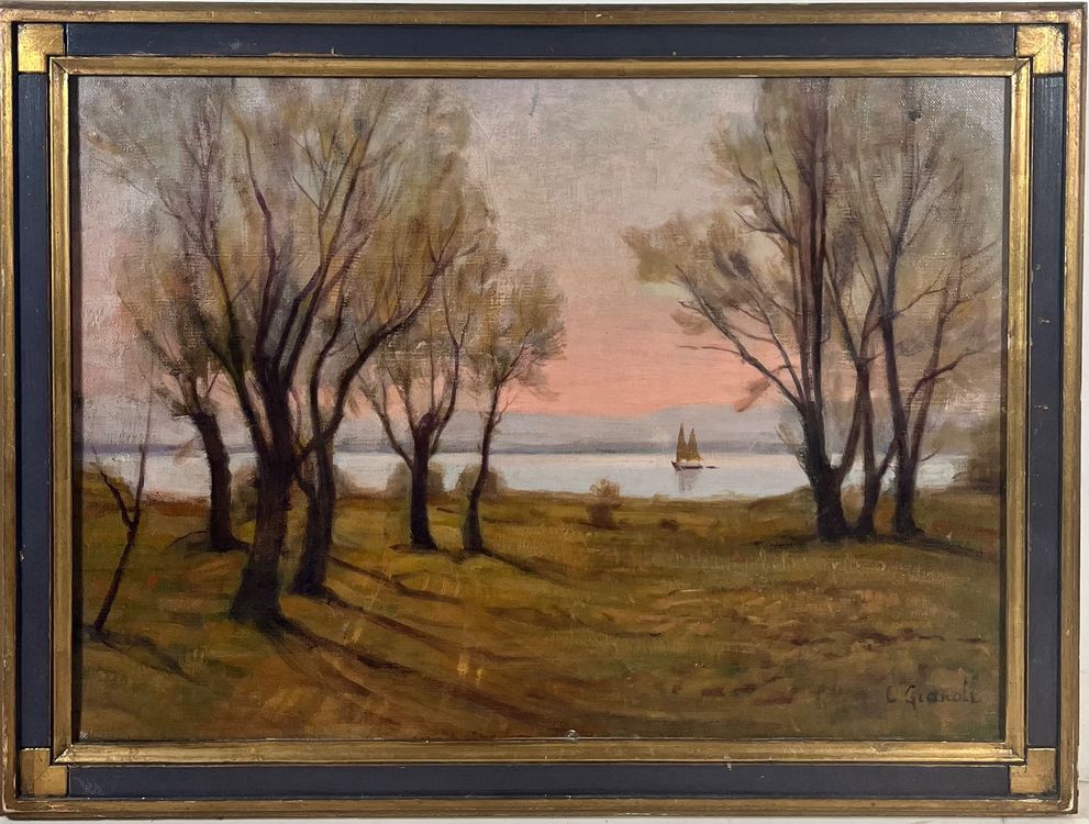 Louis Camille Gianoli -Segelboot in Sonnenuntergang Ölgemäld (Gebraucht ...