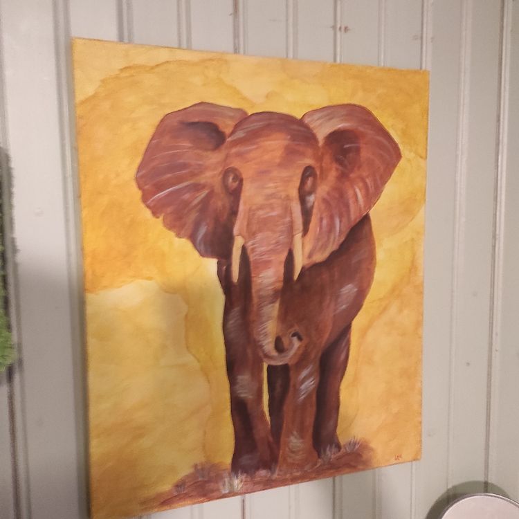 Bild Elefant handbemalt | Kaufen auf Ricardo