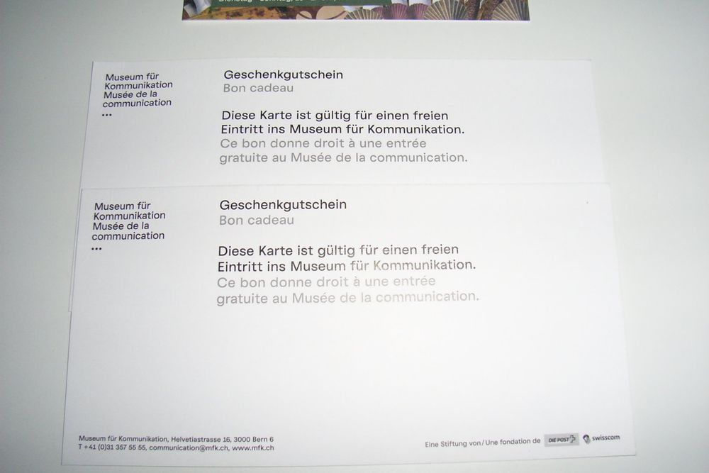 2 Gratis Eintritte ins Museum für Kommunikation Wert CHF 30 | Kaufen auf Ricardo