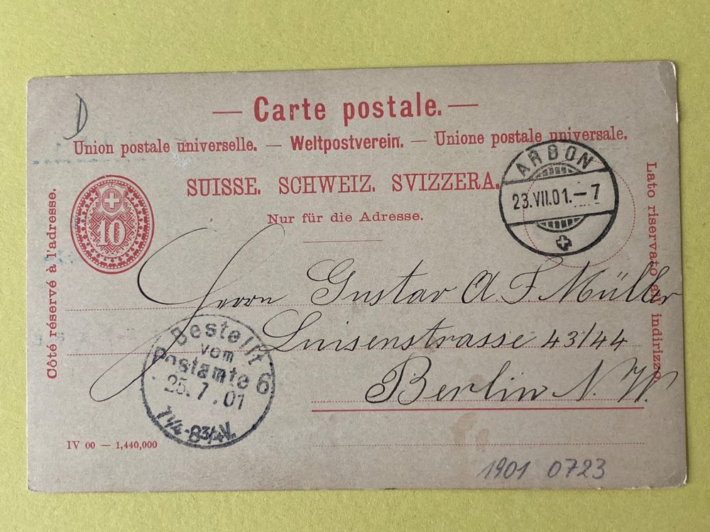 SCHWEIZ - DEUTSCHLAND CARTE POSTALE 1901 ARBON | Kaufen auf Ricardo