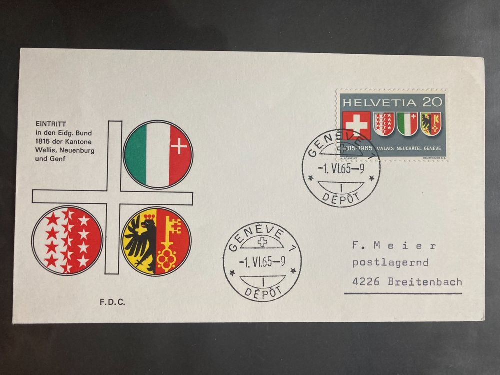 CH 1965 FDC 150J. Eintr. Eidg.Bund NE VS GE Ortsstempel Genf | Kaufen auf Ricardo